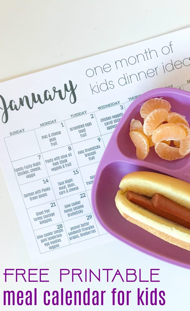 31 Days of Meal Ideas for Kids: January Kids Dinner Calendar - The ...