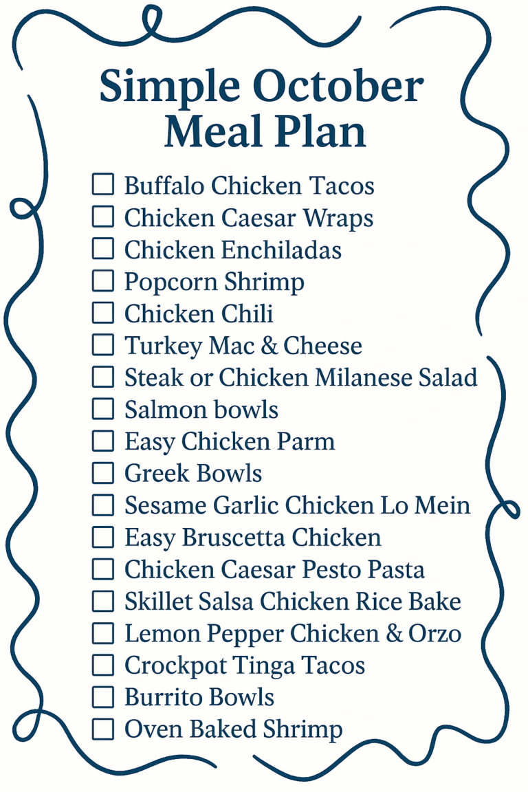 Simple October Meal Plan List - The Chirping Moms